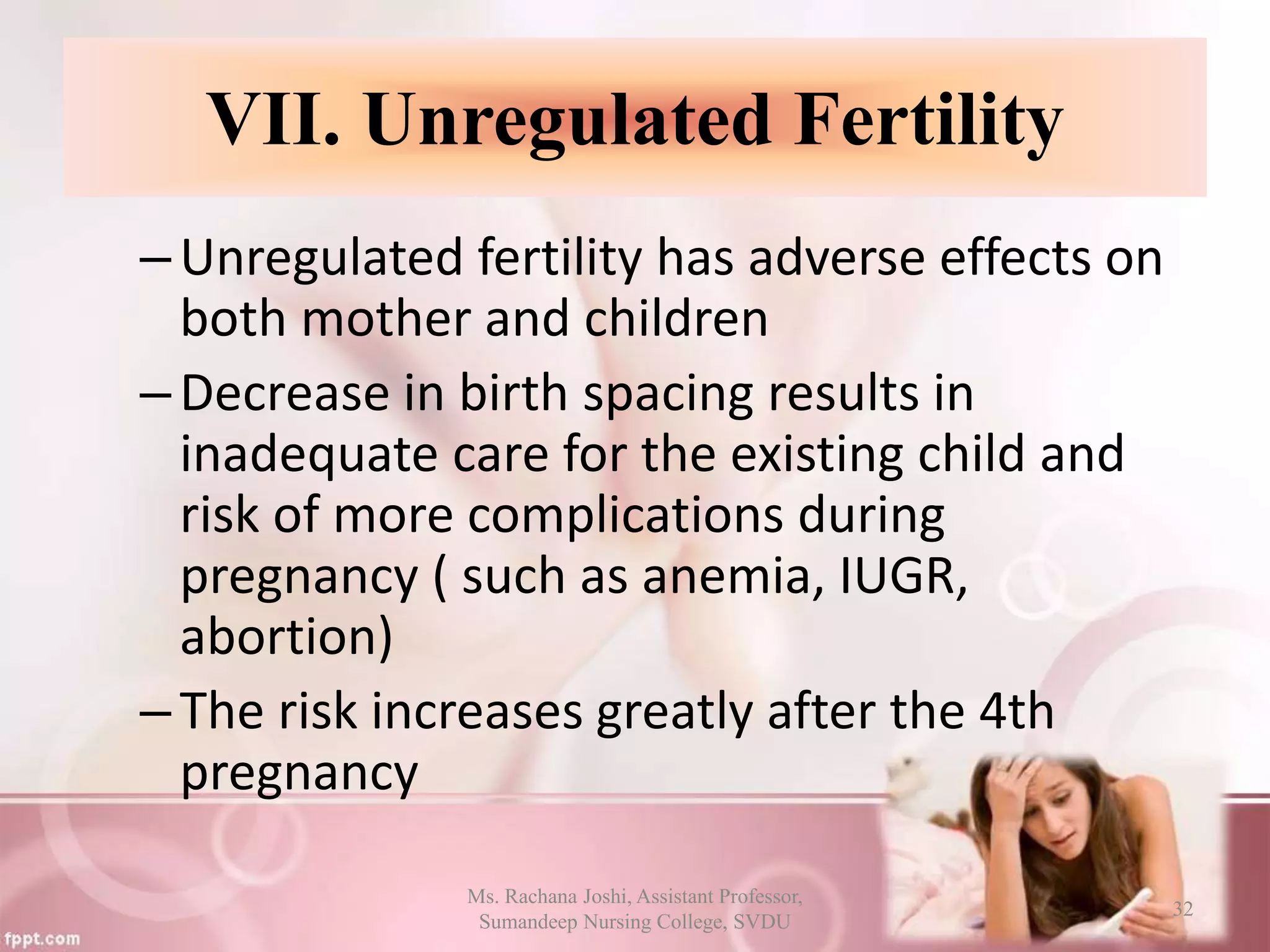 MAGNITUDE OF MATERNAL AND CHILD HEALTH PROBLEMS /FACTORS INFLUENCING ...