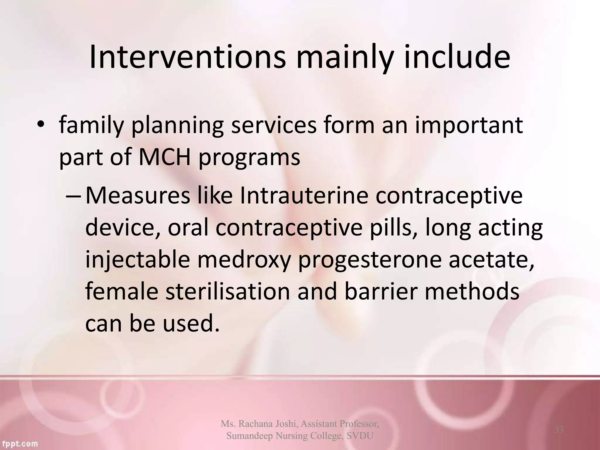 MAGNITUDE OF MATERNAL AND CHILD HEALTH PROBLEMS /FACTORS INFLUENCING ...