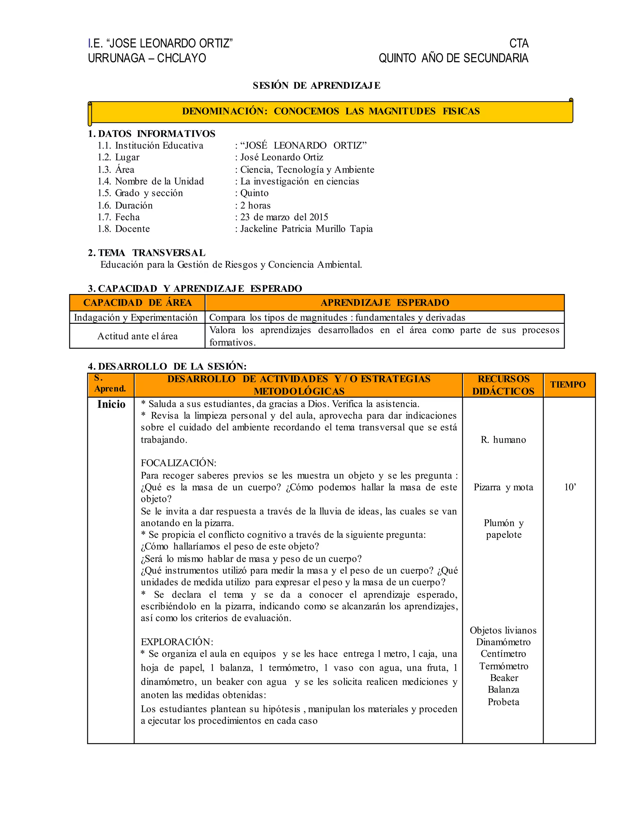 Magnitudes Físicas | DOCX | Physics | Science