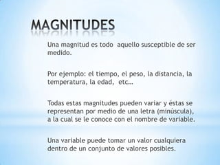 Magnitudes y variables | PPTX