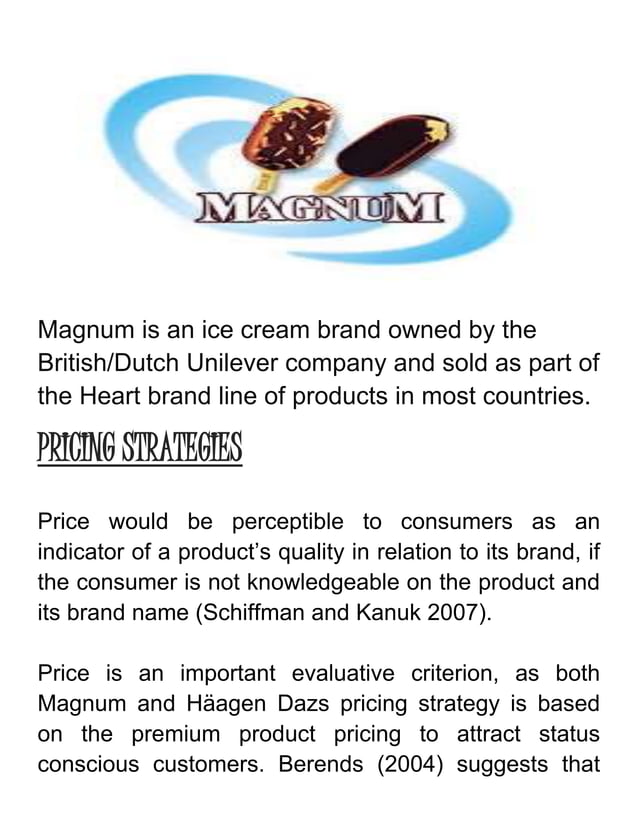 Magnum PRICING STRATEGIES | DOCX | Business | Business and Finance