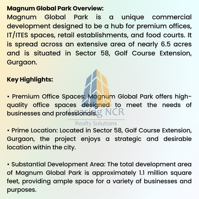 Magnum Global Park Gurgaon - Leasing NCR | PDF