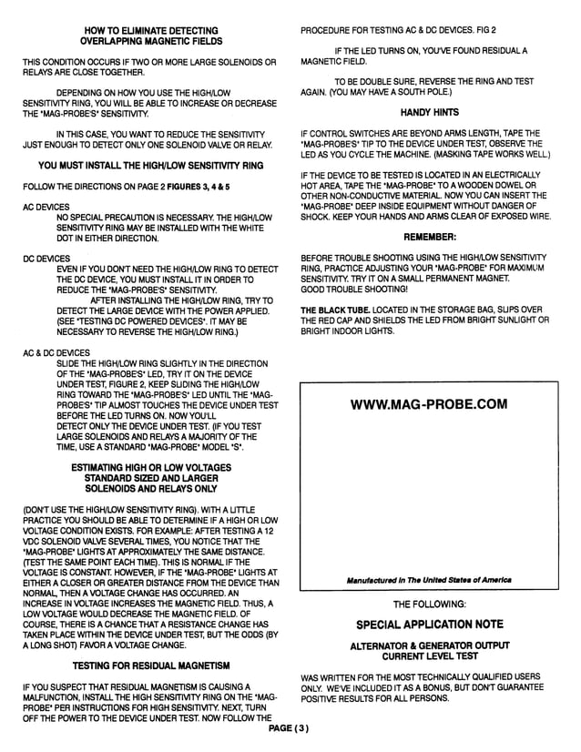 Mag Probe Operation Instructions | PDF | Physics | Science