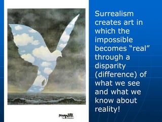 Rene Magritte, One Point Perspective and Surrealism | PPTX