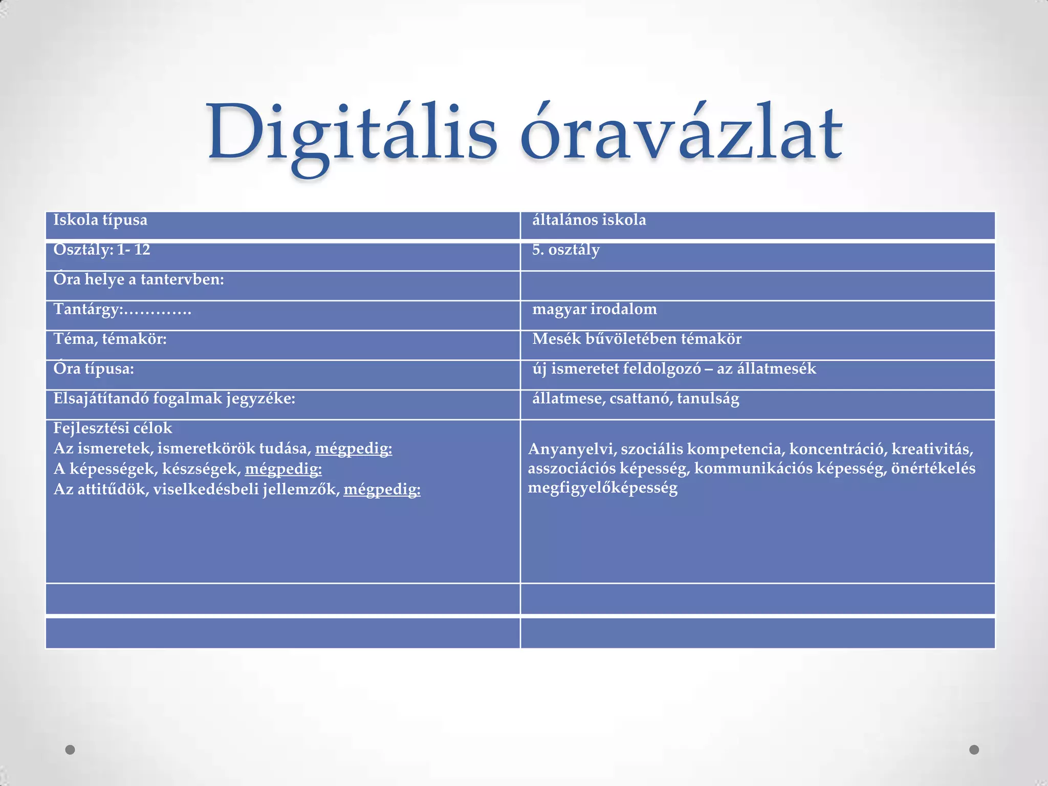 Magyar digitalis oraterv | PPTX
