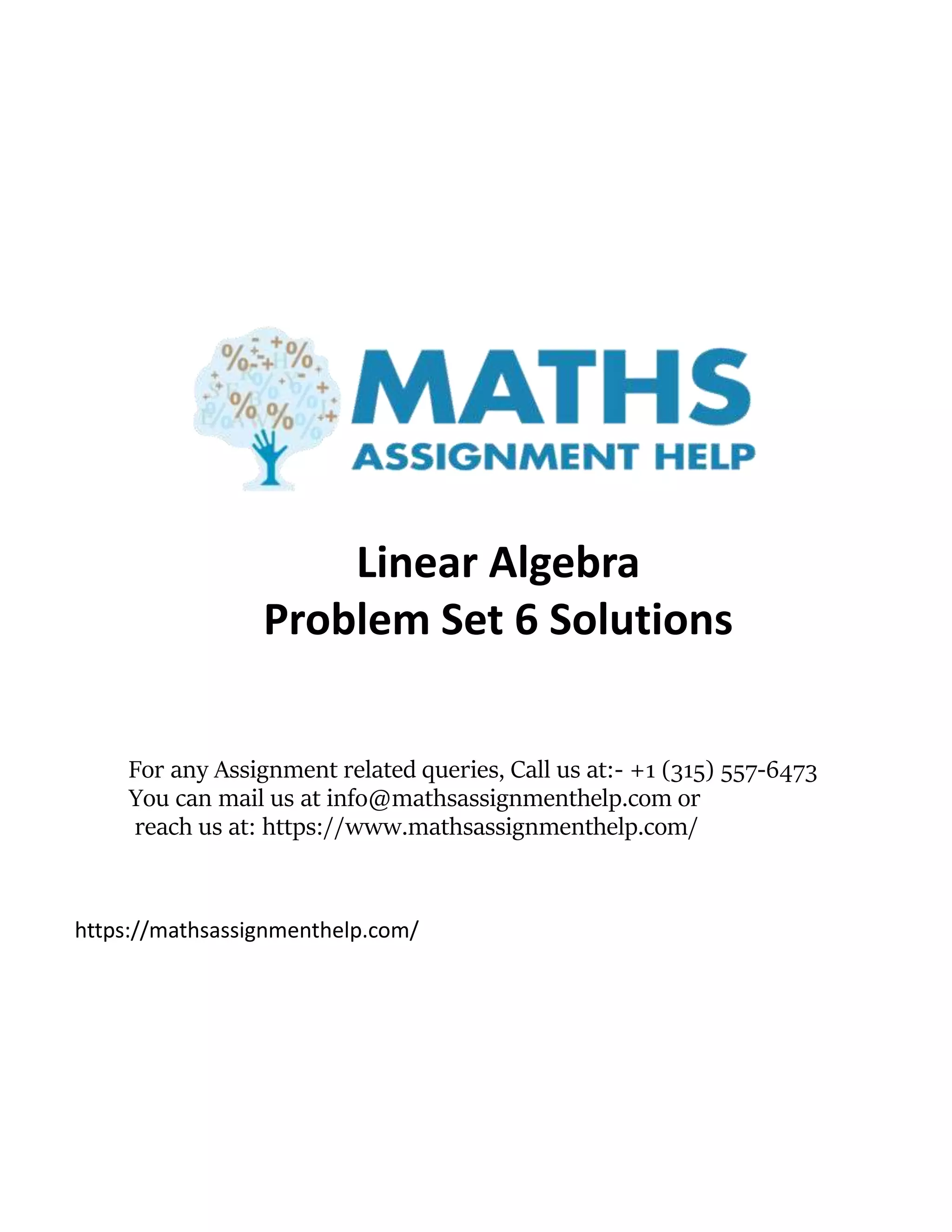 Linear Algebra Assignment Help Pdf