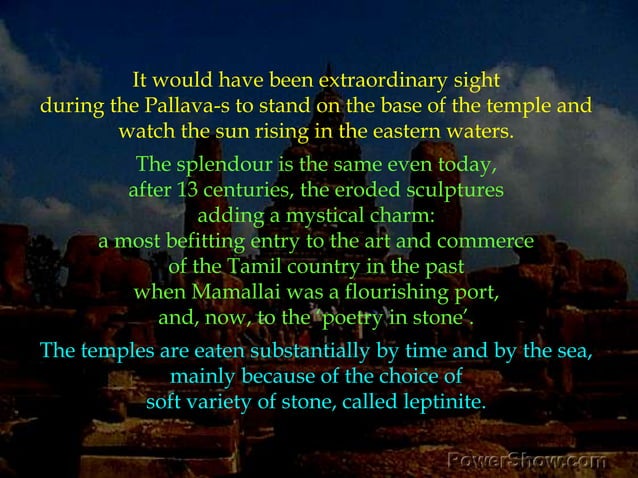 Mahabalipuram Monuments - Part 4 (Structural temples) | PPSX | Hinduism ...