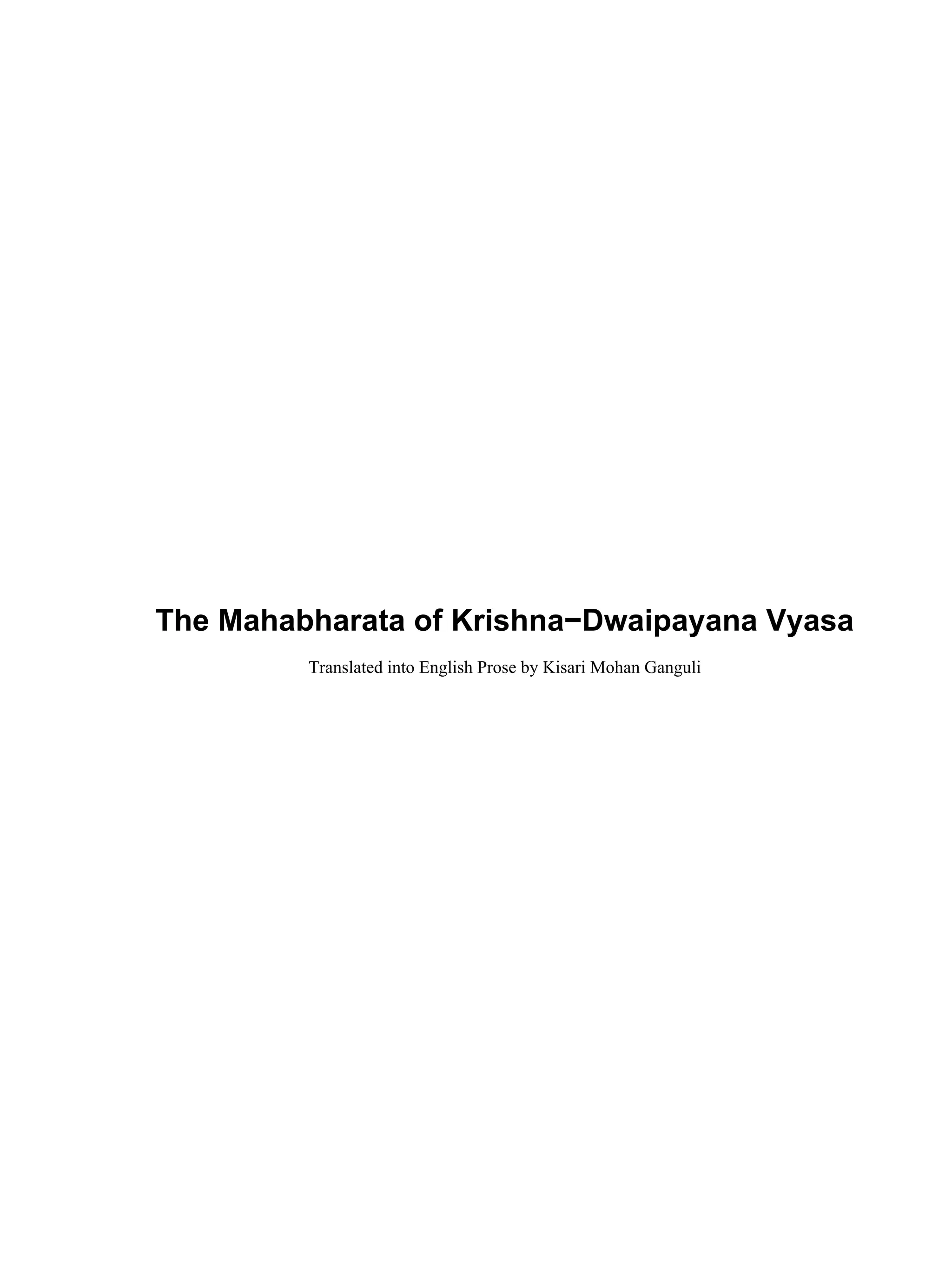 Mahabharata Of Krishna Dwaipayana Vyasa Complete Translated By Kisari Mohan Ganguly Amazon $120 ...