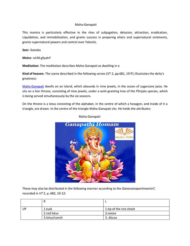 Maha ganapathi homam | PDF