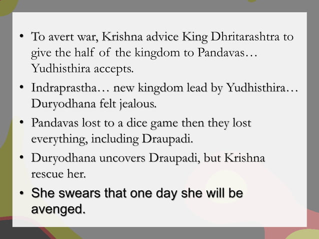 Mahabharata Summary | PPTX | Hinduism | Religion & Spirituality