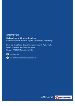 Mahalakshmi Airtech Services, Maharashtra, Air Compressor & Pipe Fitting | PDF | Home Appliances ...
