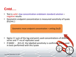 Bacterial Endotoxins test | PPTX