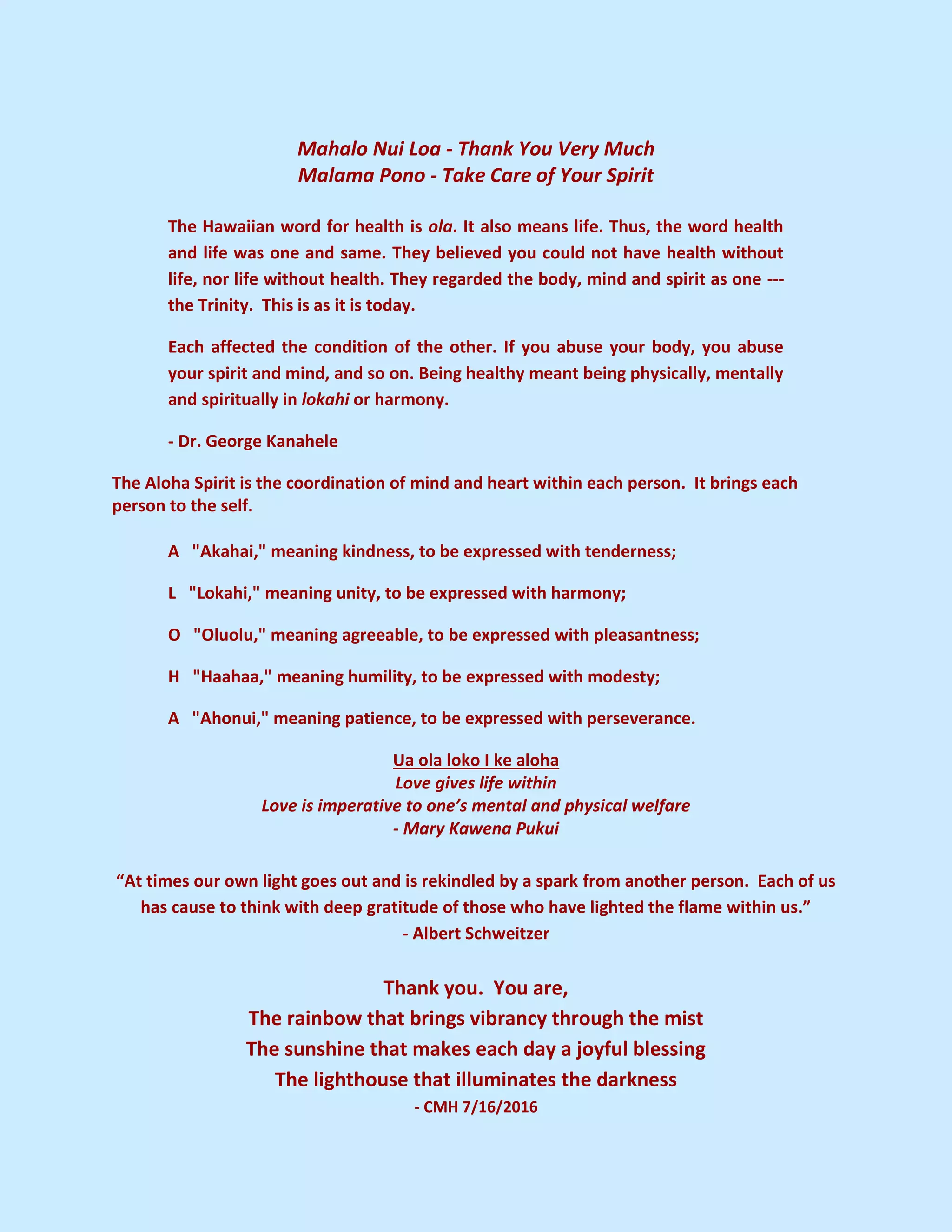 Mahalo nui loa --- Thank You Very Much | PDF
