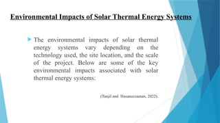 ENVIRONMENTAL IMPACT ASSESSMENT EIA OF SOLAR THERMAL ENERGY | PPTX