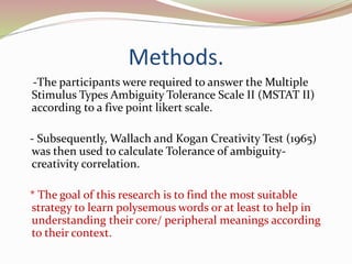 Relationship between Creativity and Tolerance of Ambiguity to ...