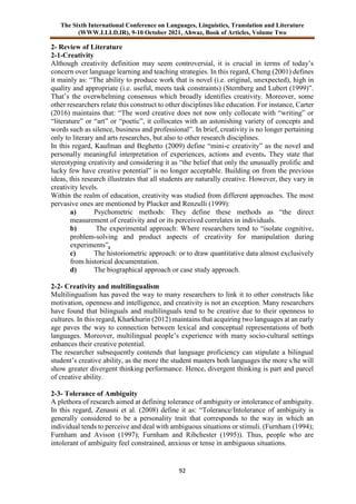 Relationship between Creativity and Tolerance of Ambiguity to ...