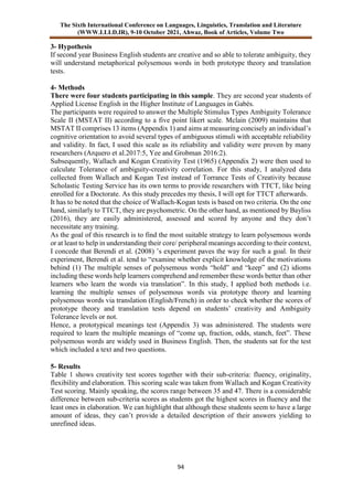 Relationship between Creativity and Tolerance of Ambiguity to ...