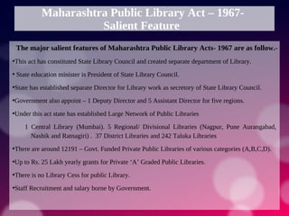 Salient Feature of Maharashtra Public Library Act 1967 | PPT