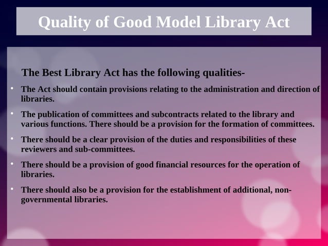 Salient Feature of Maharashtra Public Library Act 1967 | PPT
