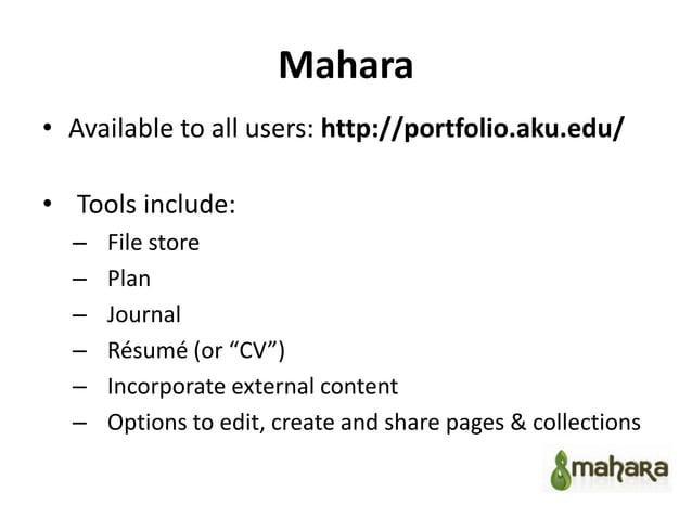 Mahara and ePortfolios | PPT