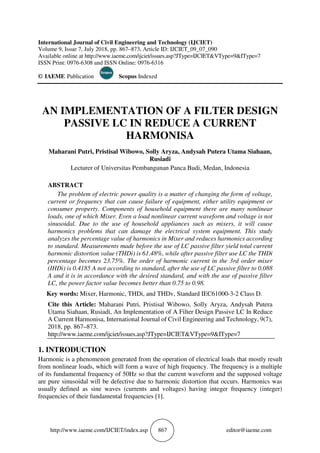 An Implementation of a Filter Design Passive LC in Reduce a Current ...