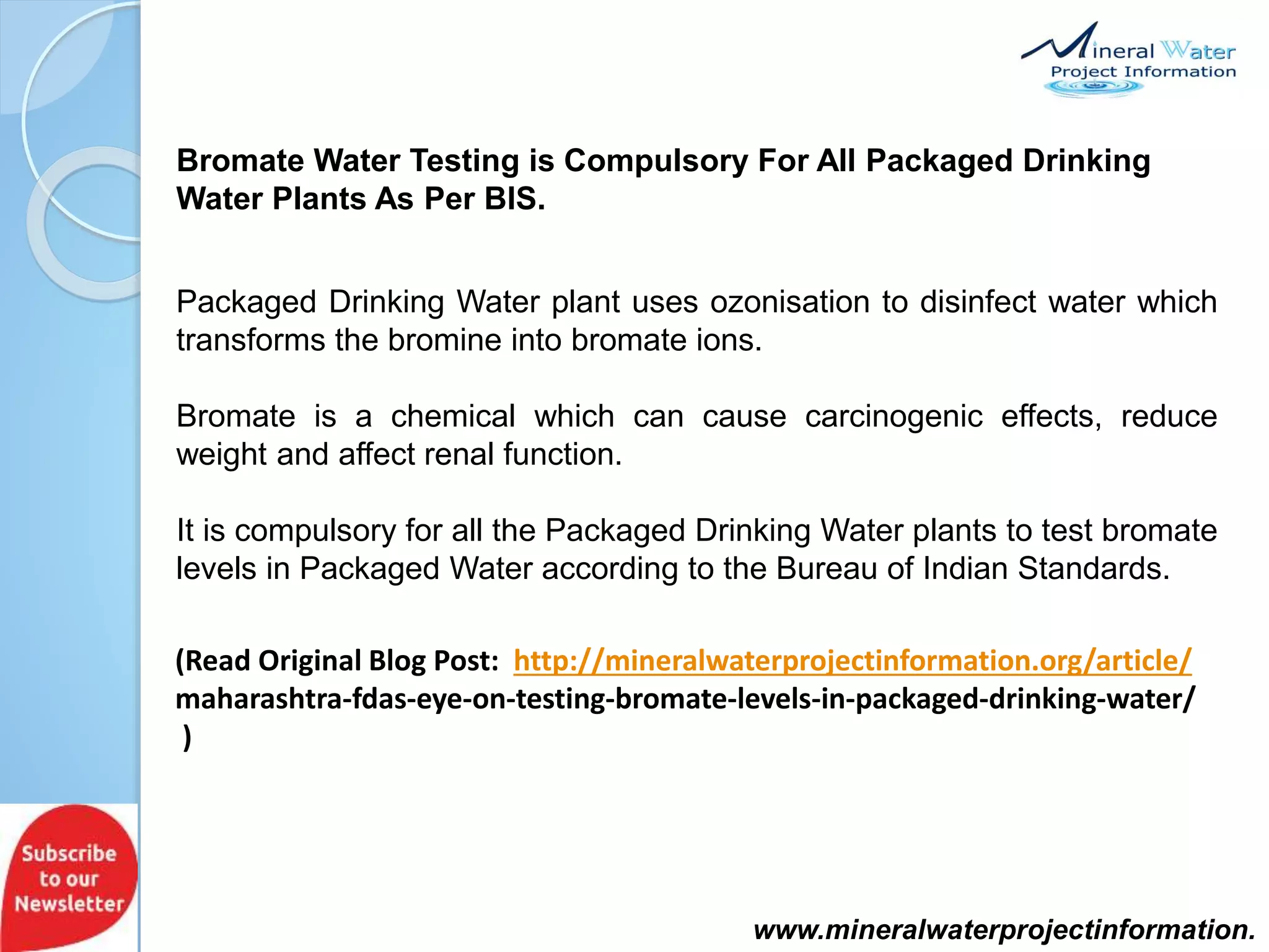 Maharashtra FDA’s eye on testing bromate levels in packaged drinking ...