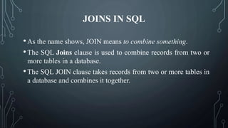 SQL Joins Basic and Fundamentals | PPT