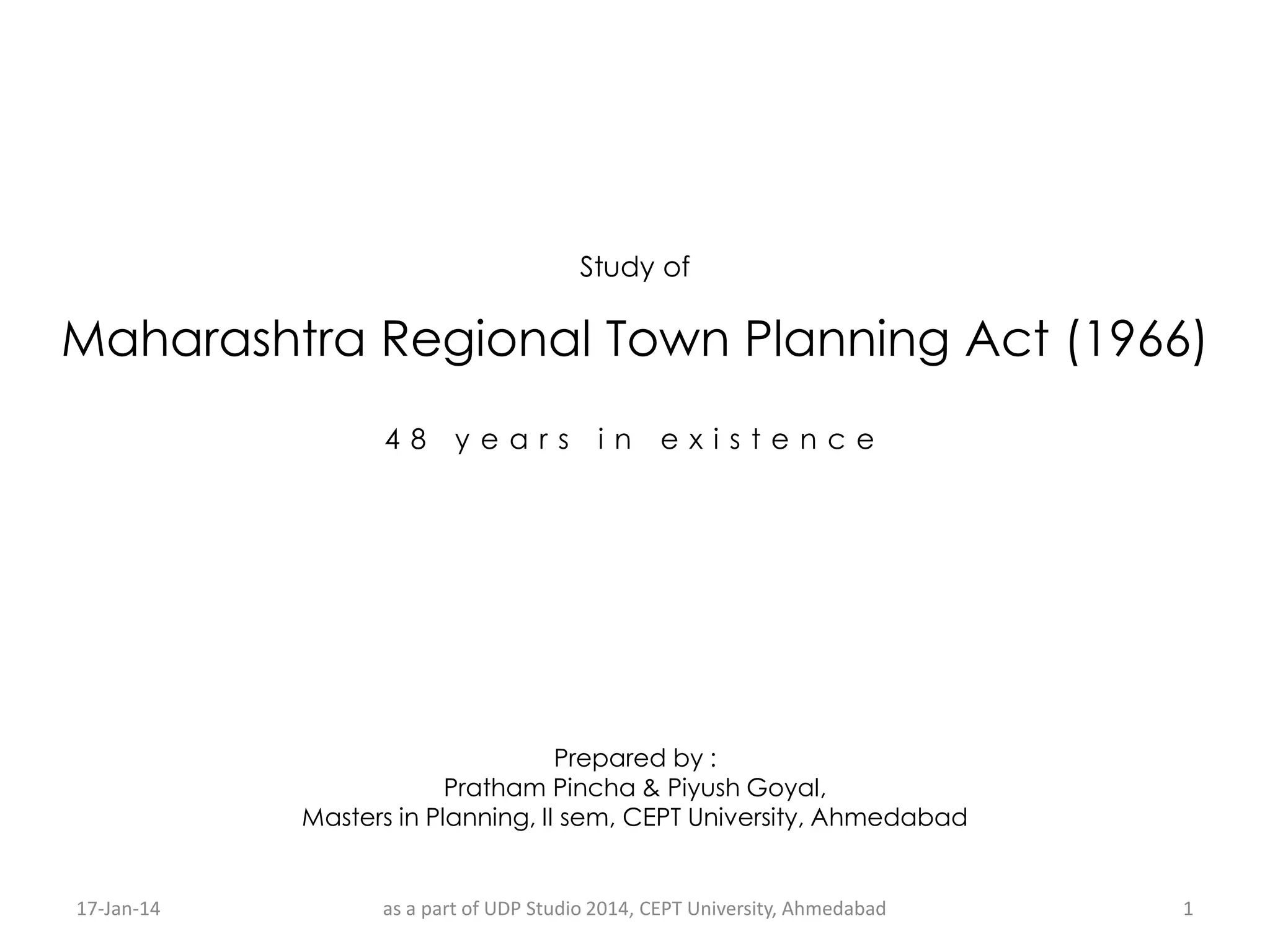 Maharashtra regional town planning act (1966) | PPSX