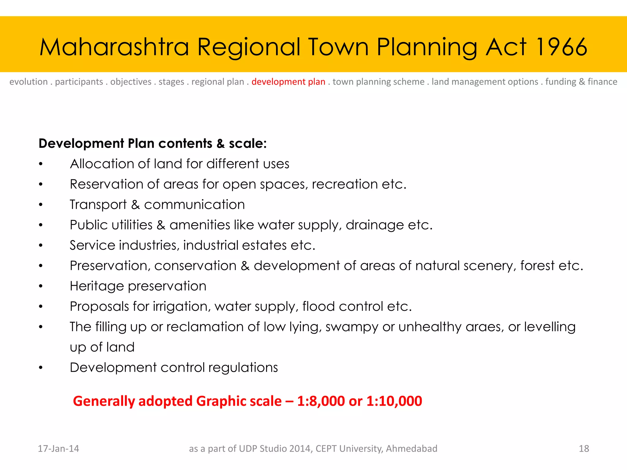 Maharashtra regional town planning act (1966) | PPSX