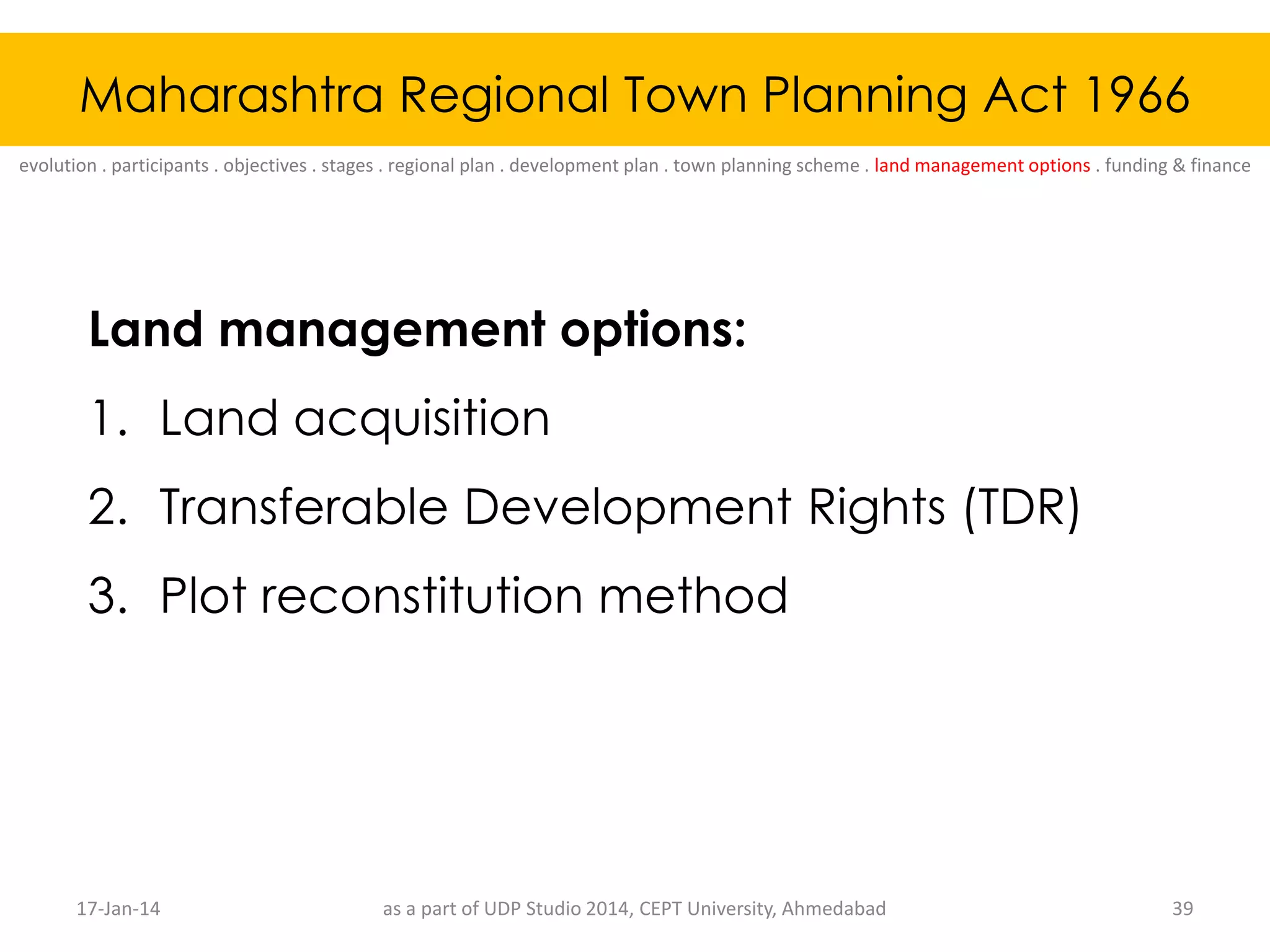 Maharashtra regional town planning act (1966) | PPSX