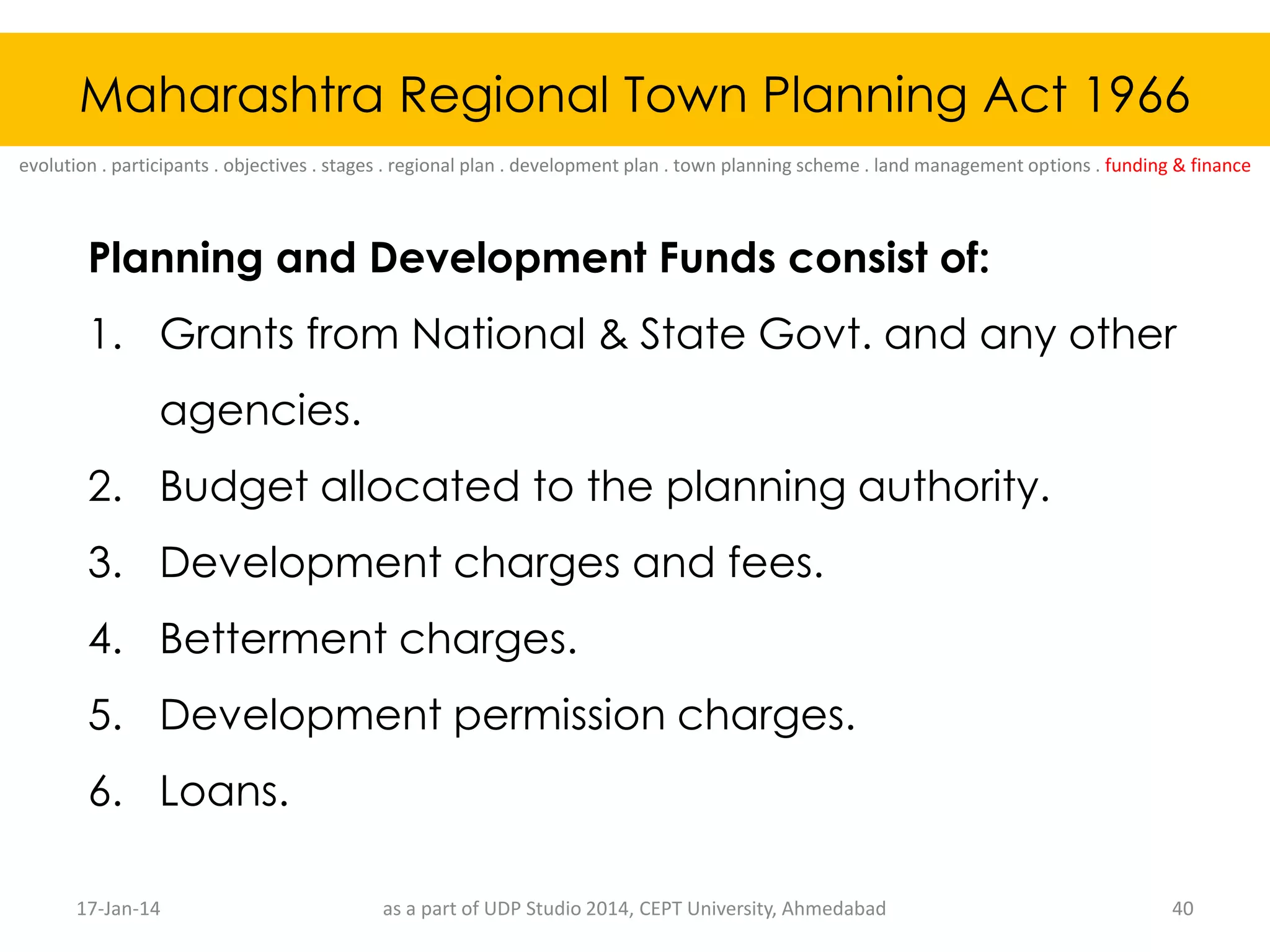 Maharashtra regional town planning act (1966) | PPSX