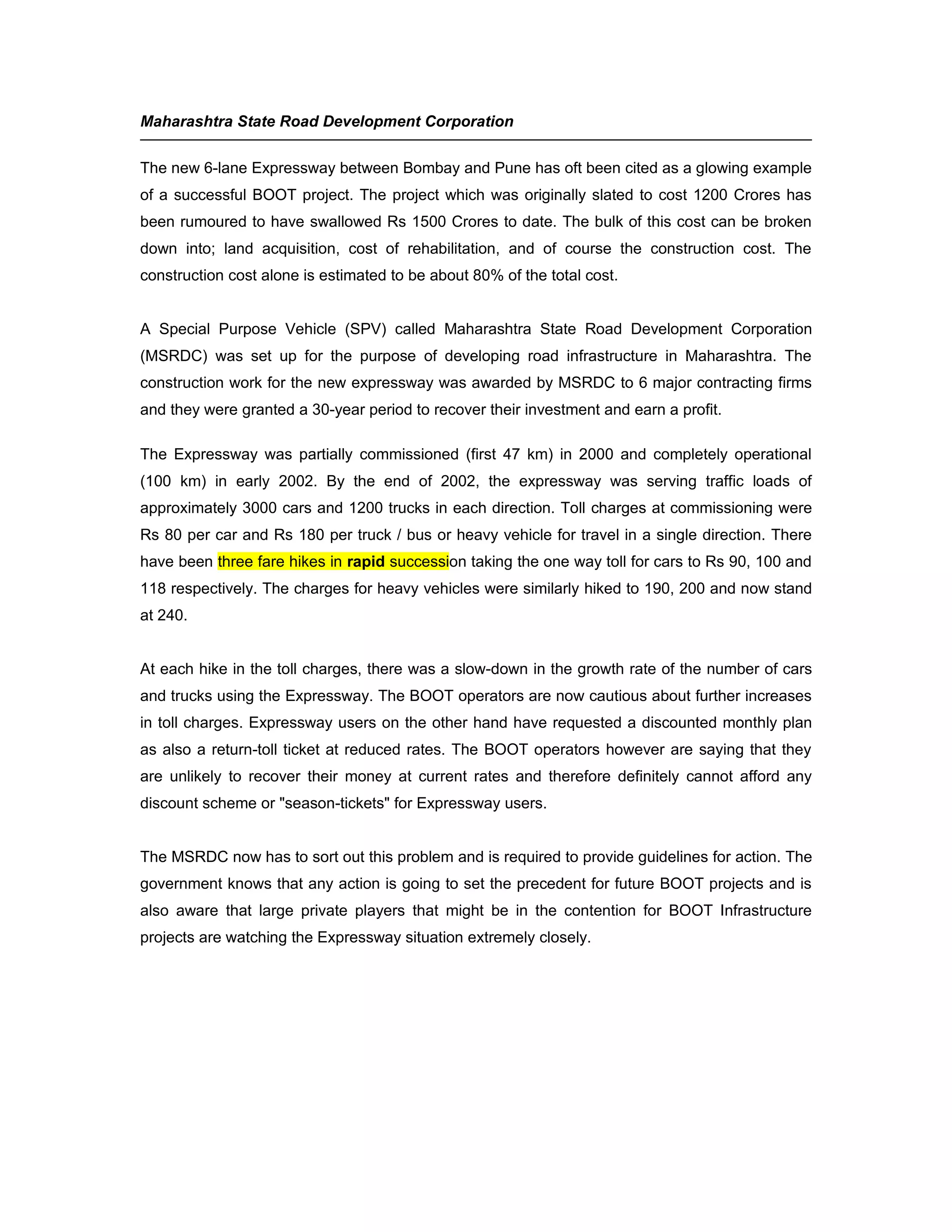 Maharashtra state road development corporation | DOC