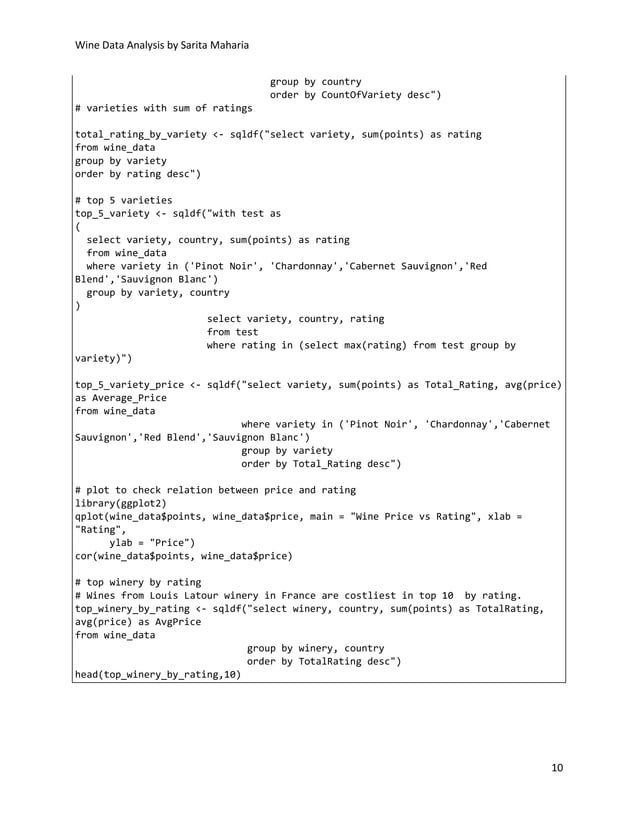 Wine Data Analysis using R, SQL and TABLEAU | PDF