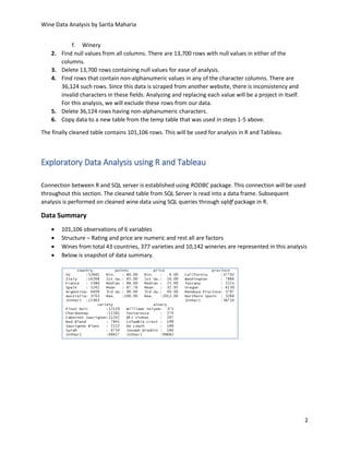 Wine Data Analysis using R, SQL and TABLEAU | PDF