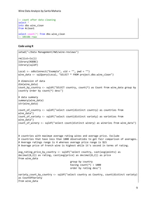 Wine Data Analysis using R, SQL and TABLEAU | PDF