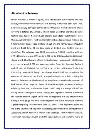 Training Report on indian railways on AC COACH MAINTANCES | DOCX