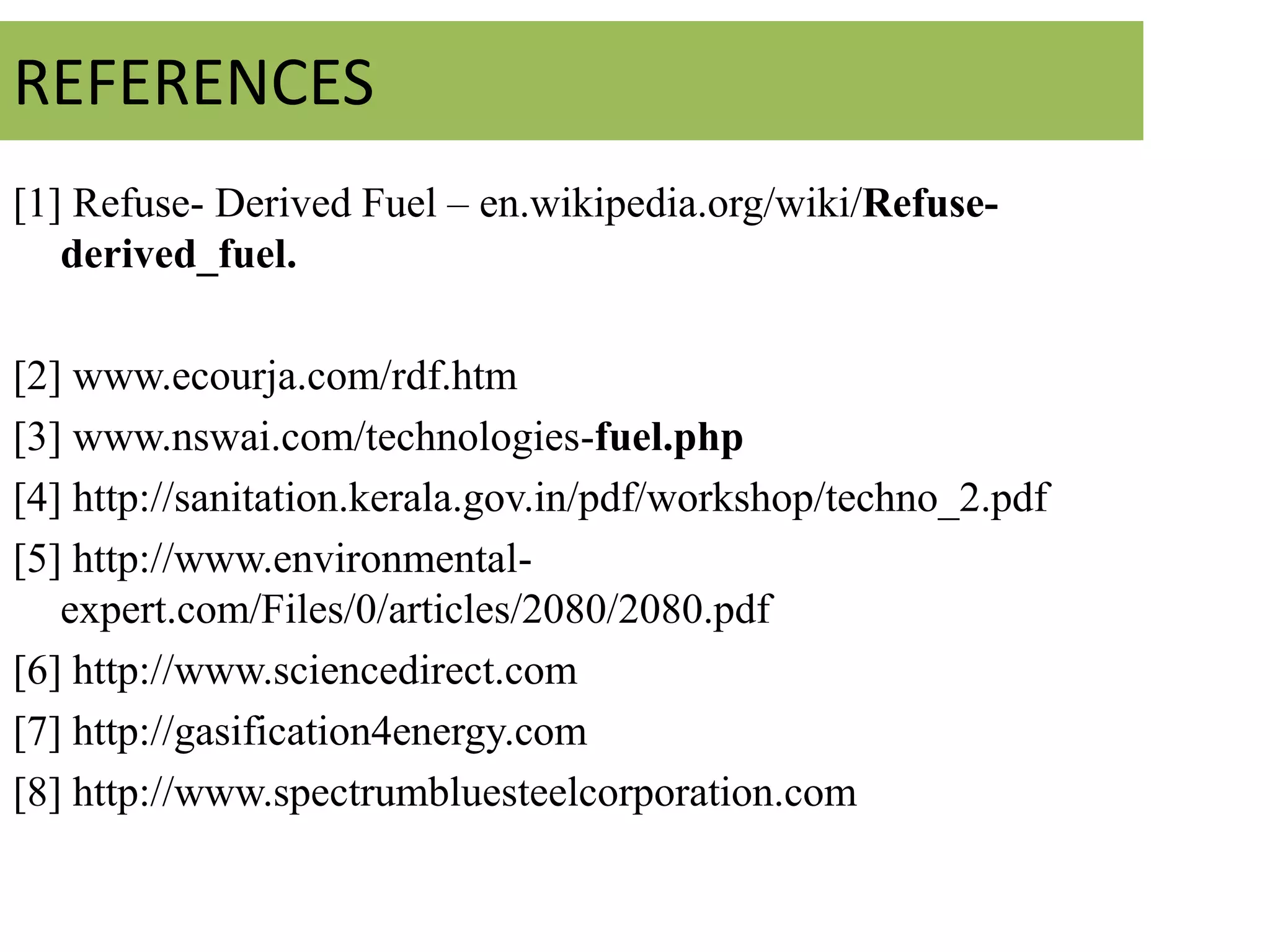 Refuse Derived Fuel:- Energy From Waste. | PPTX