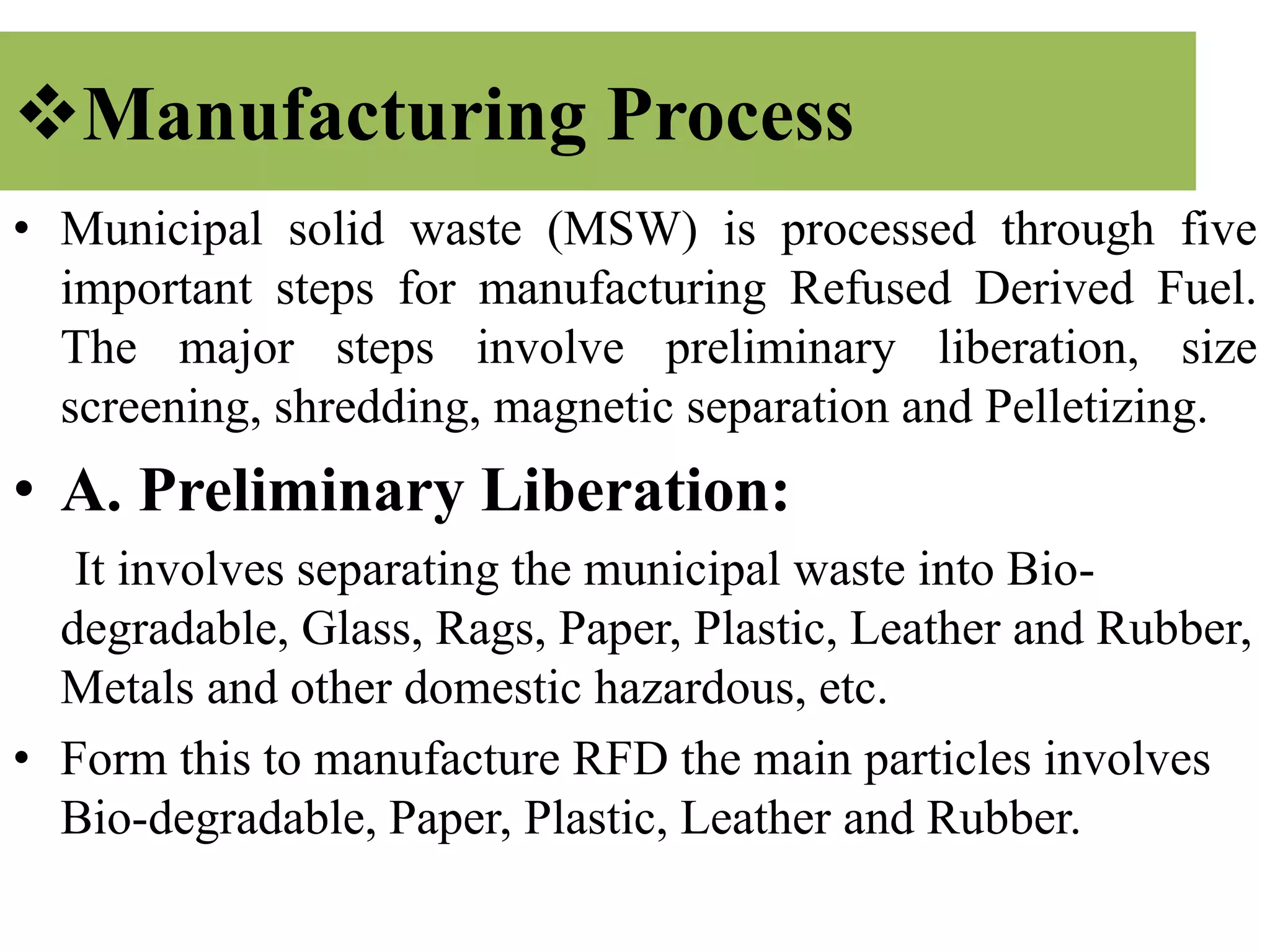 Refuse Derived Fuel:- Energy From Waste. | PPTX