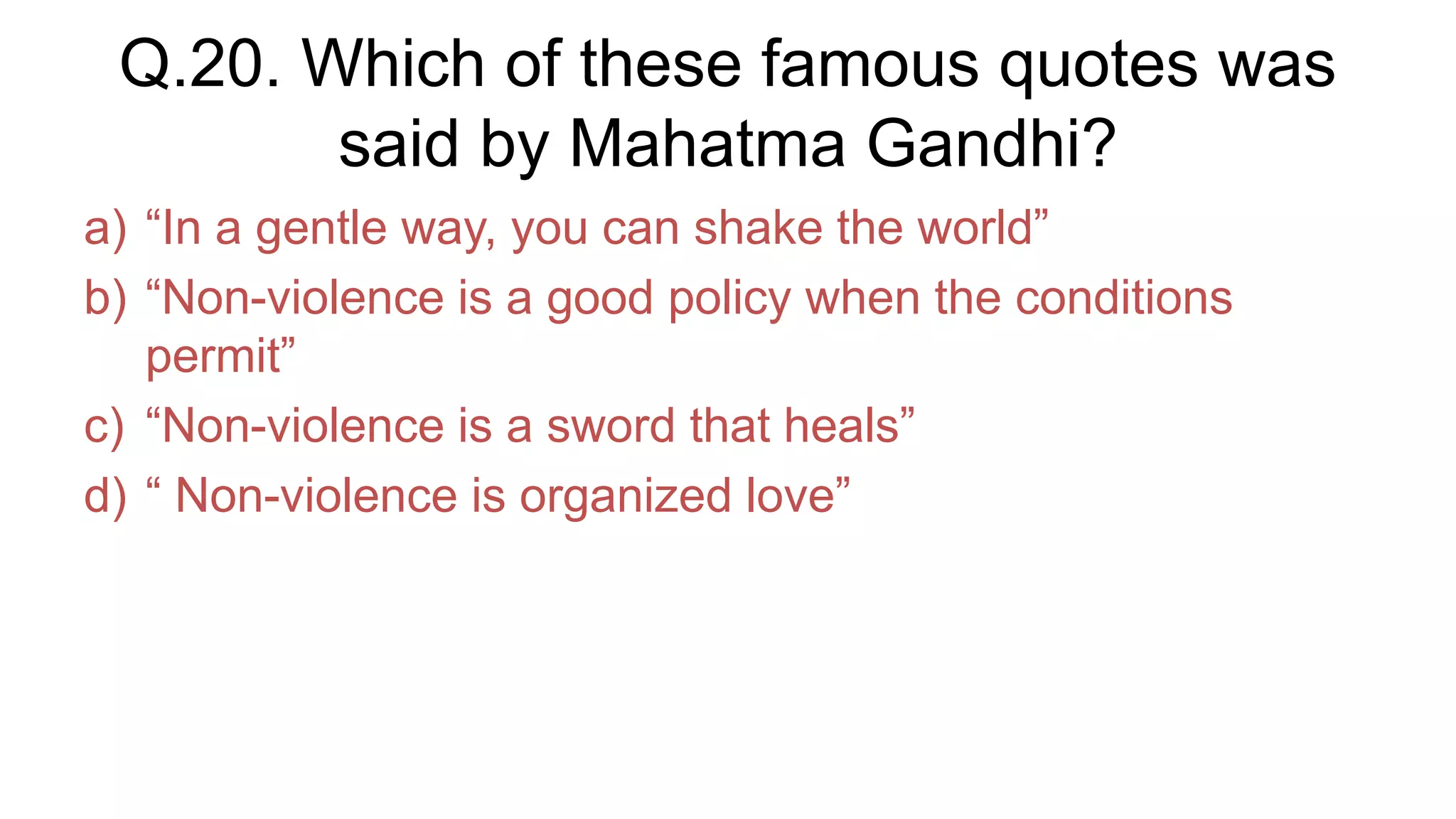 Mahatma gandhi quiz | PPTX
