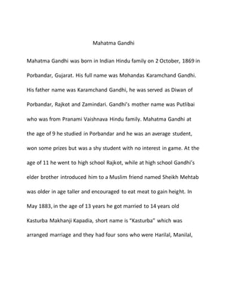 Mahatma gandhi essay | DOCX | Hinduism | Religion & Spirituality