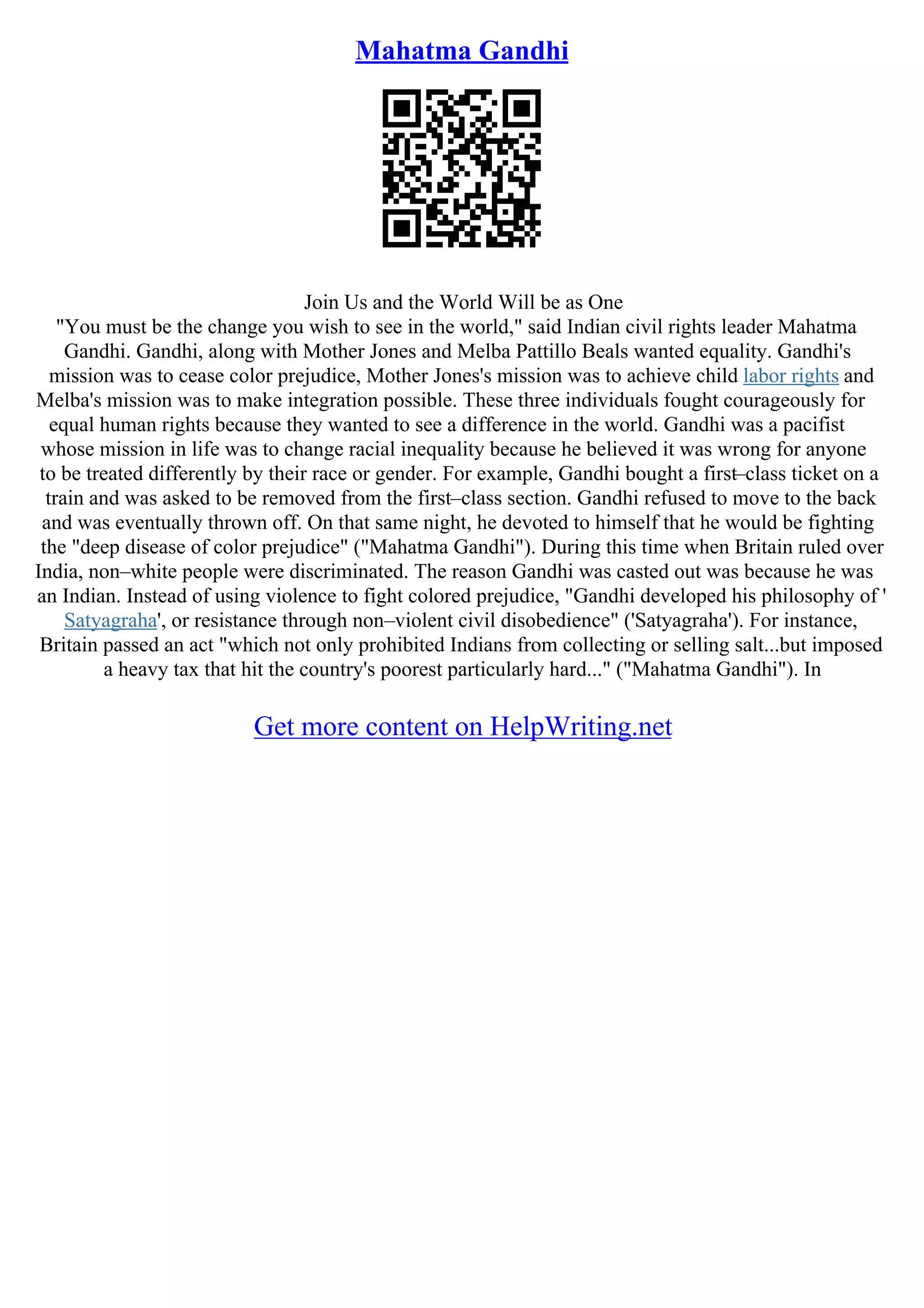 Mahatma Gandhi Essays | PDF