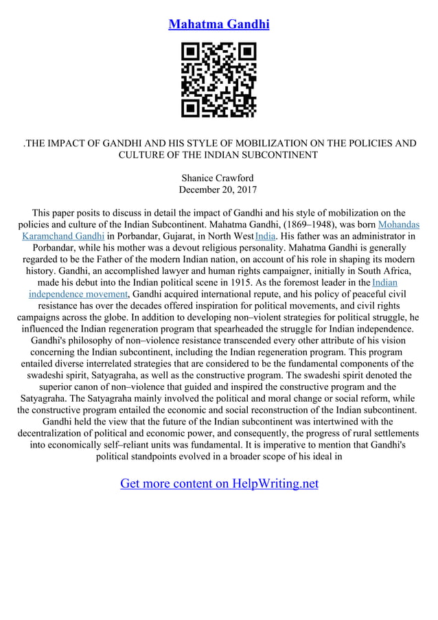 Mahatma Gandhi Essays | PDF