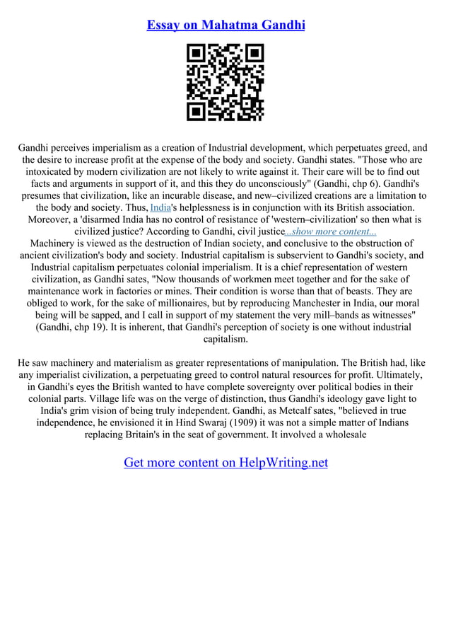 Mahatma Gandhi Essays | PDF