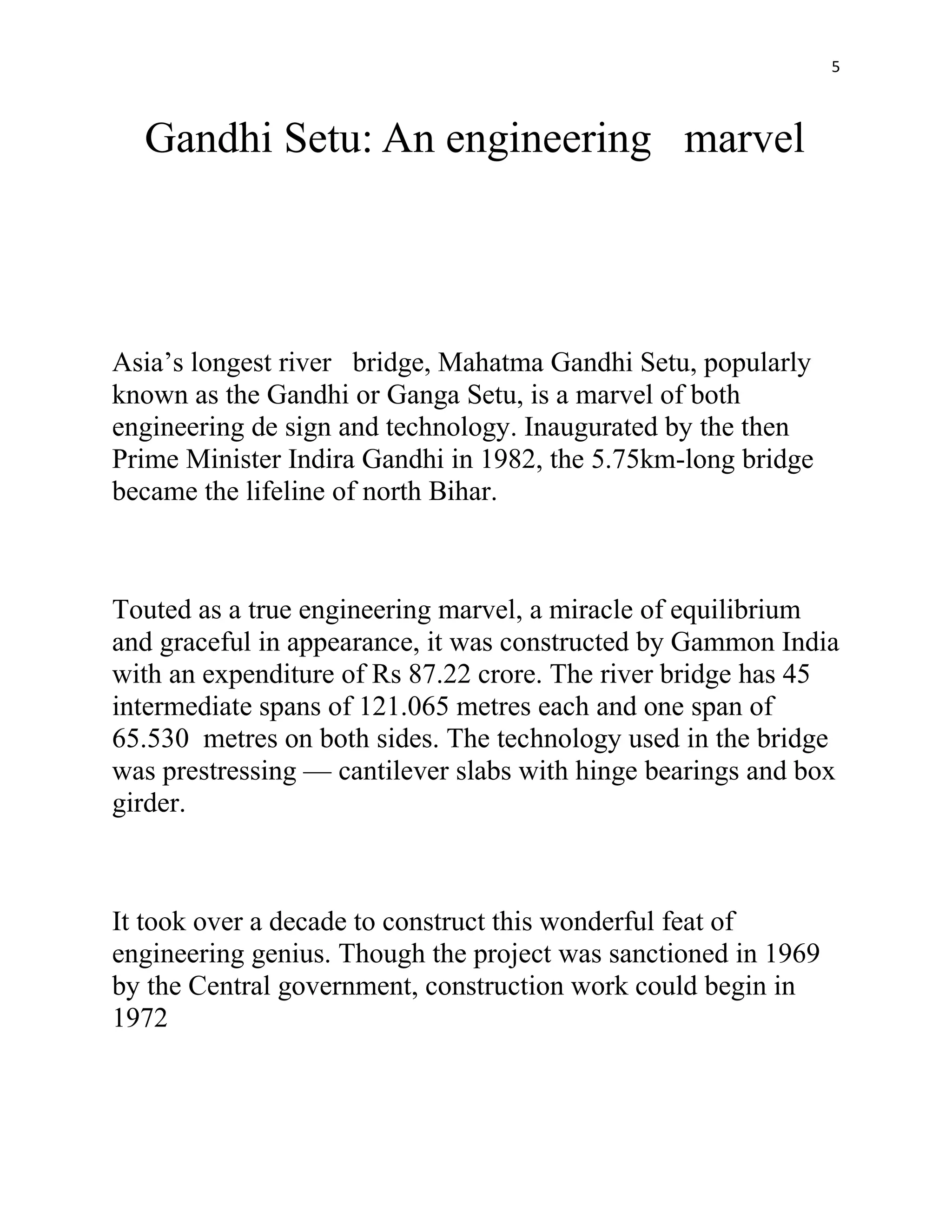 Mahatma gandhi setu Bihar | DOCX