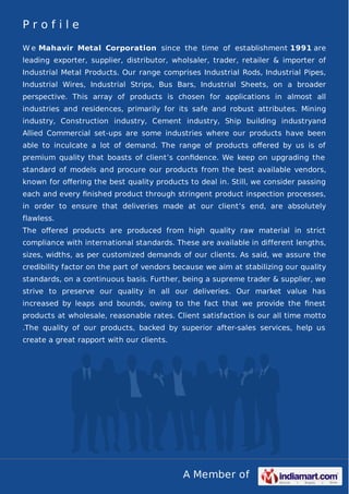 Mahavir Metal Corporation, Mumbai, Copper Brass Sheet & Strip | PDF