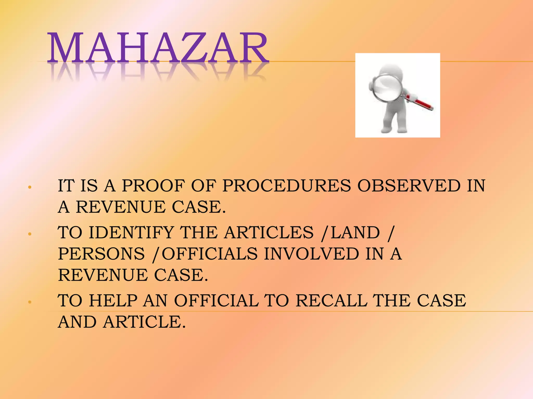 How to prepare a Mahazar ppt from T James Joseph Adhikarathil.Certified ...