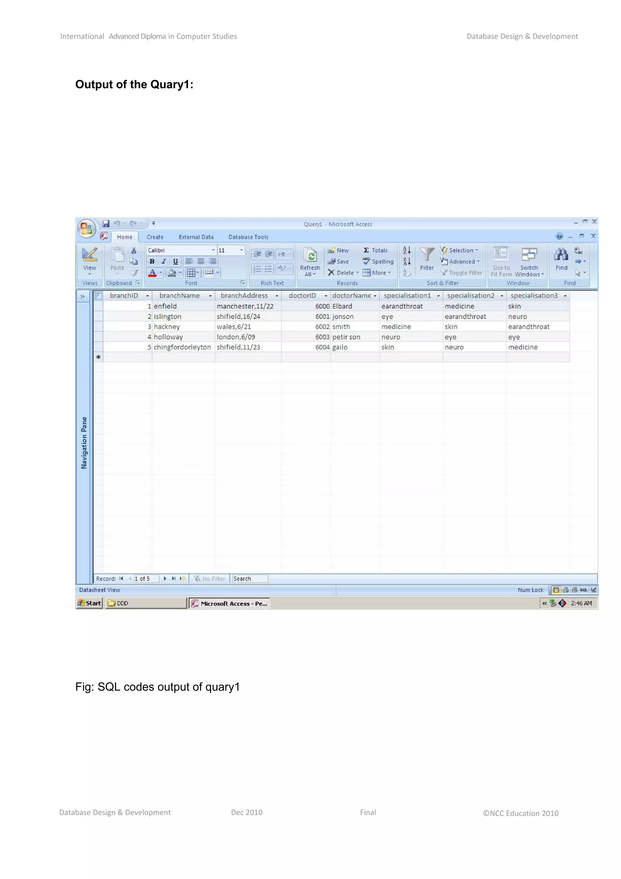 Database design and Development | DOC