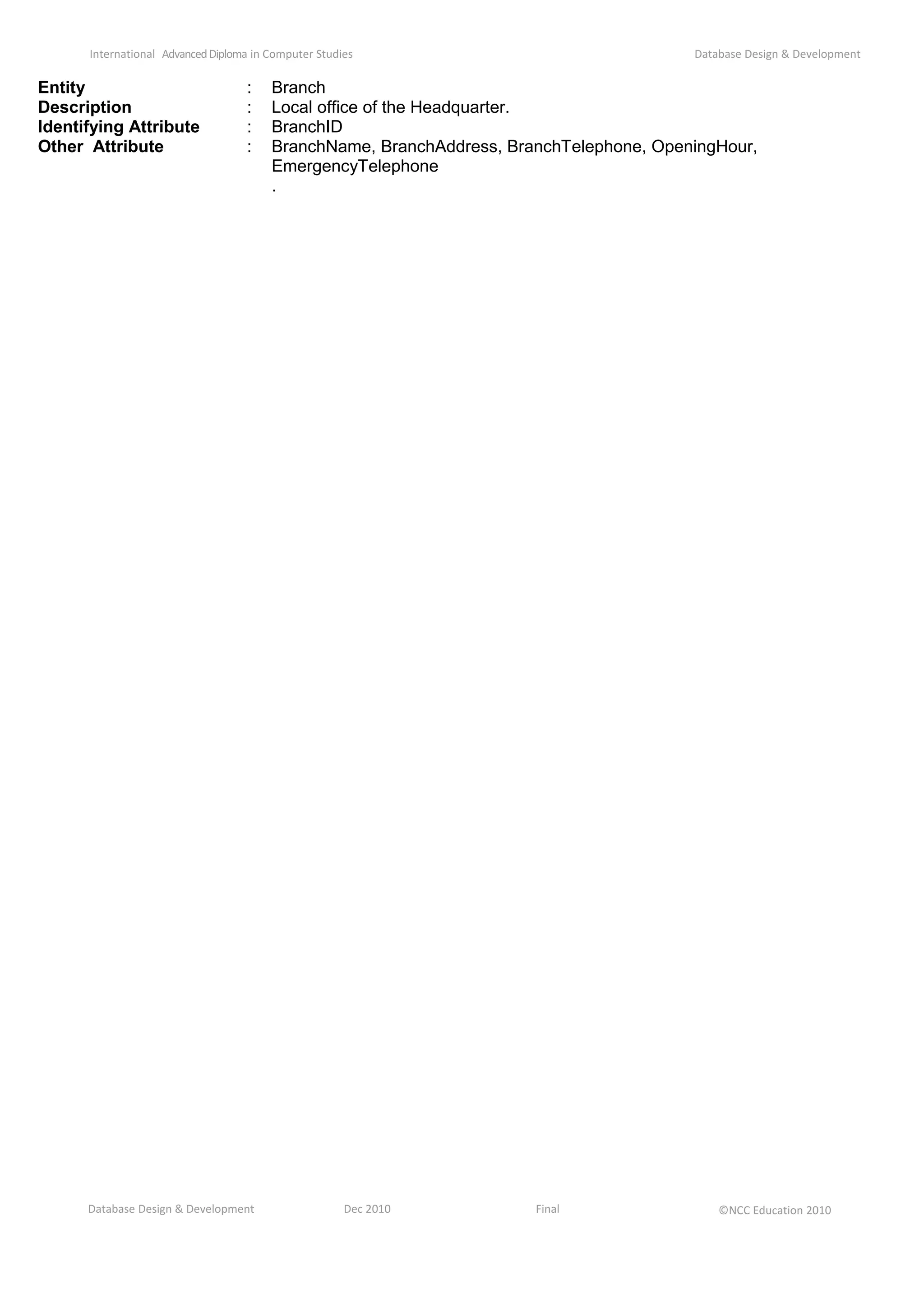 Database design and Development | DOC