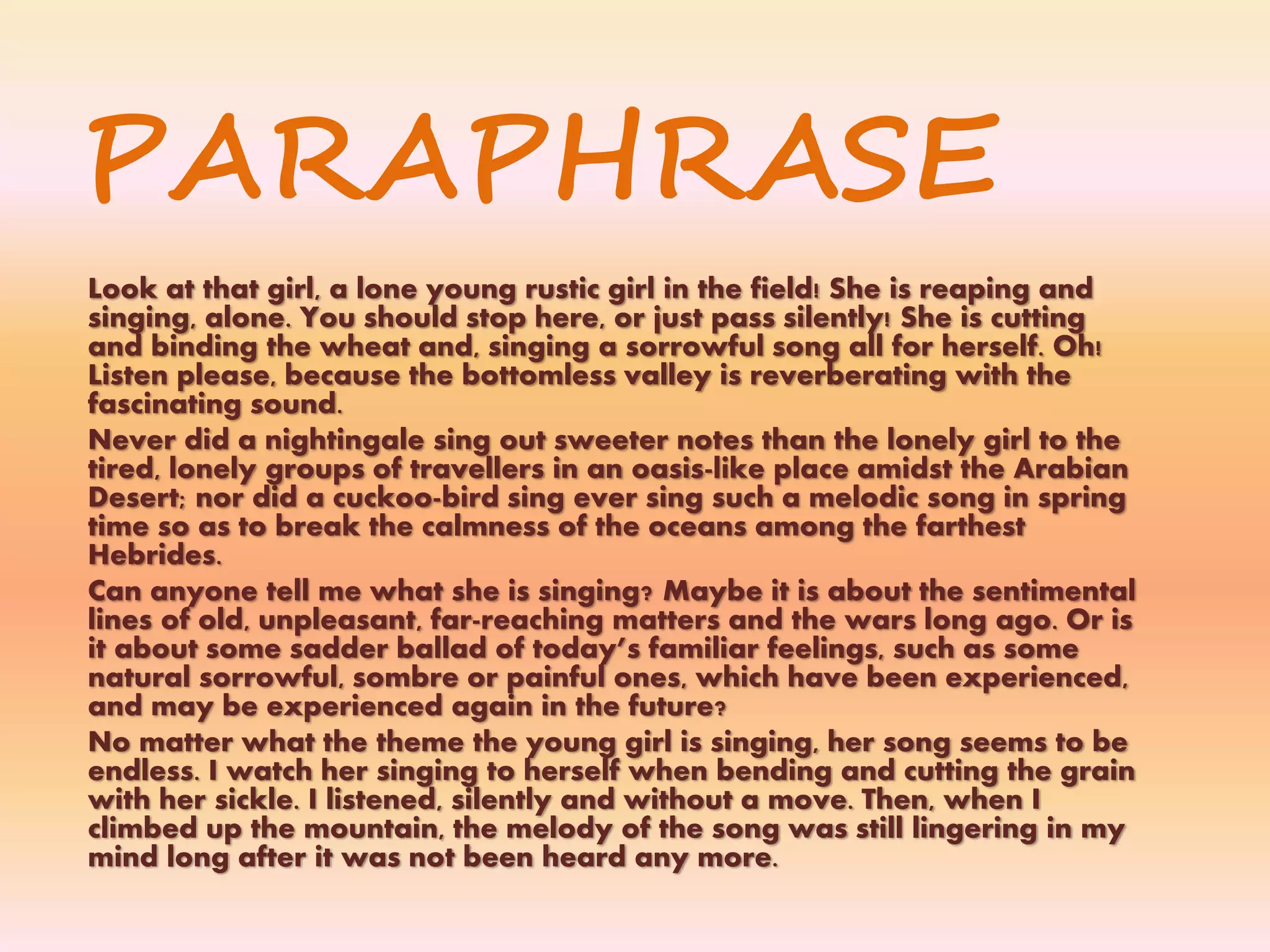 The Solitary Reaper | PPTX