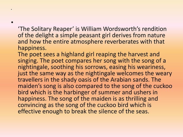 the solitary reaper | PPTX